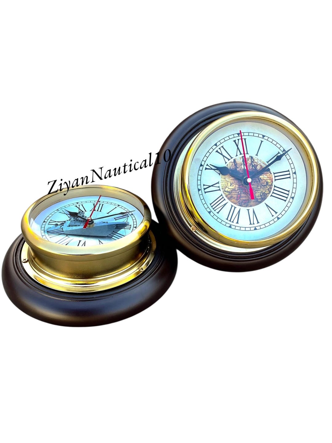 Pair of Brass Porthole Wall Clocks, Coastal Maritime Decor (10 Inch) - Etsy