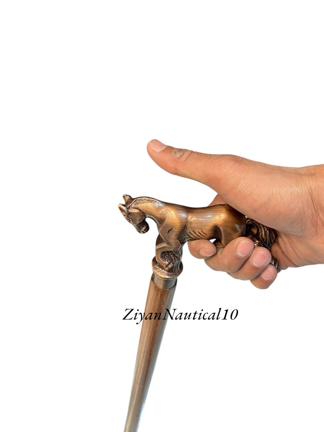 Handmade Brass Horse Head Walking Cane - Elegant 36 Inch Wood Stick - Etsy