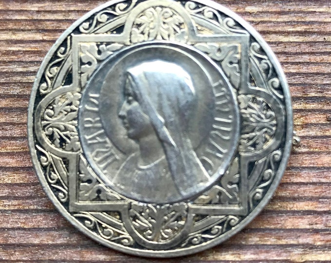 Maria Immac - Immaculate Mary - French Vintage Silver Brooch - Dated ...