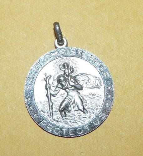 Saint Christopher Protect Us Vintage Sterling Silver Catholic | Etsy