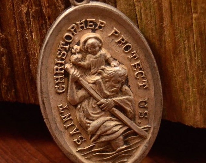 Saint Christopher Protect Us Vintage Sterling CHAPEL Religious Medal ...