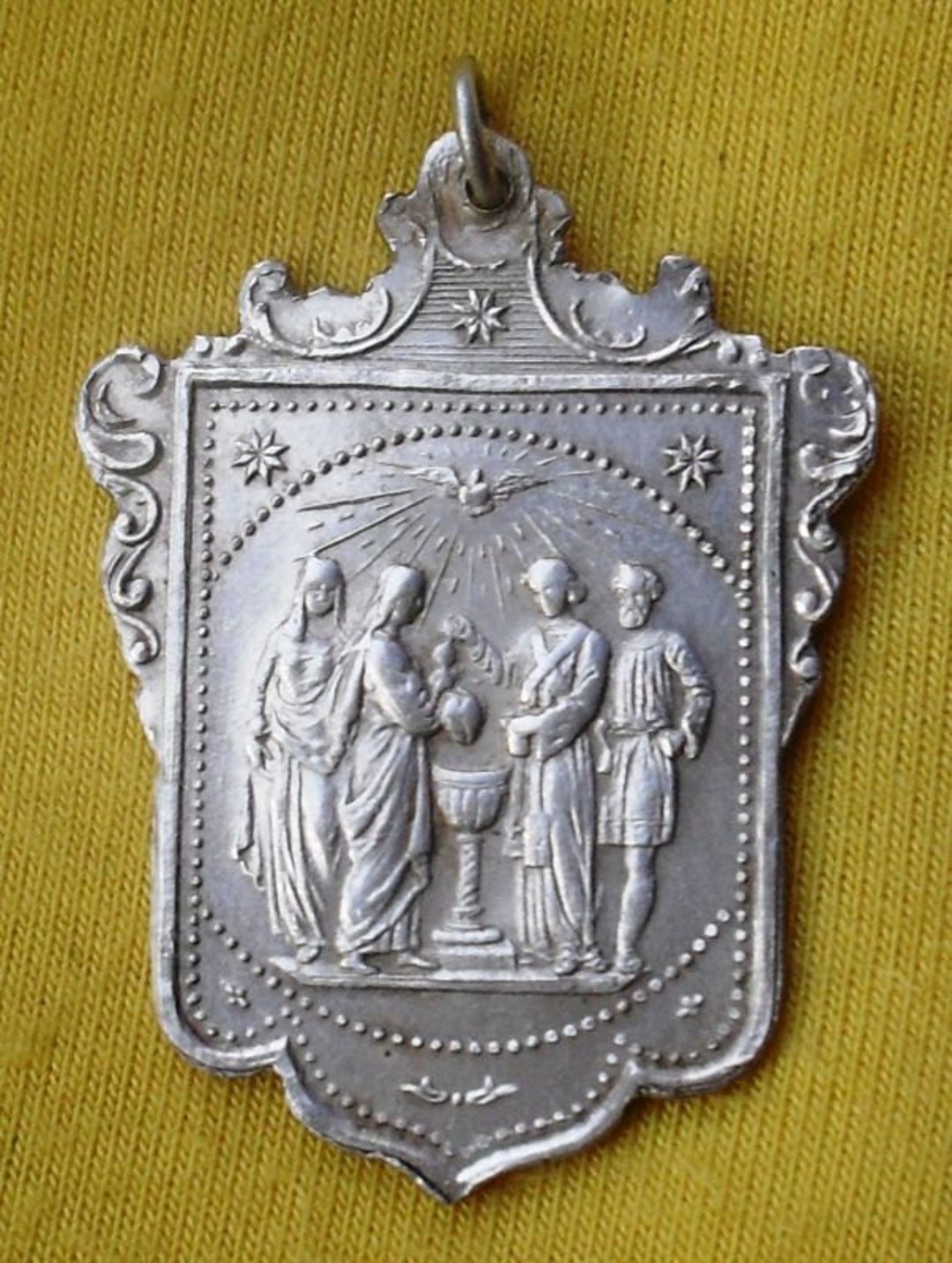 Vintage Remembrance of Baptism Silver Religious Medal on 18 Inch ...