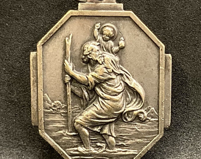 Saint Christopher & Saint Conus Vintage Religious Medal Pendant Jewelry ...