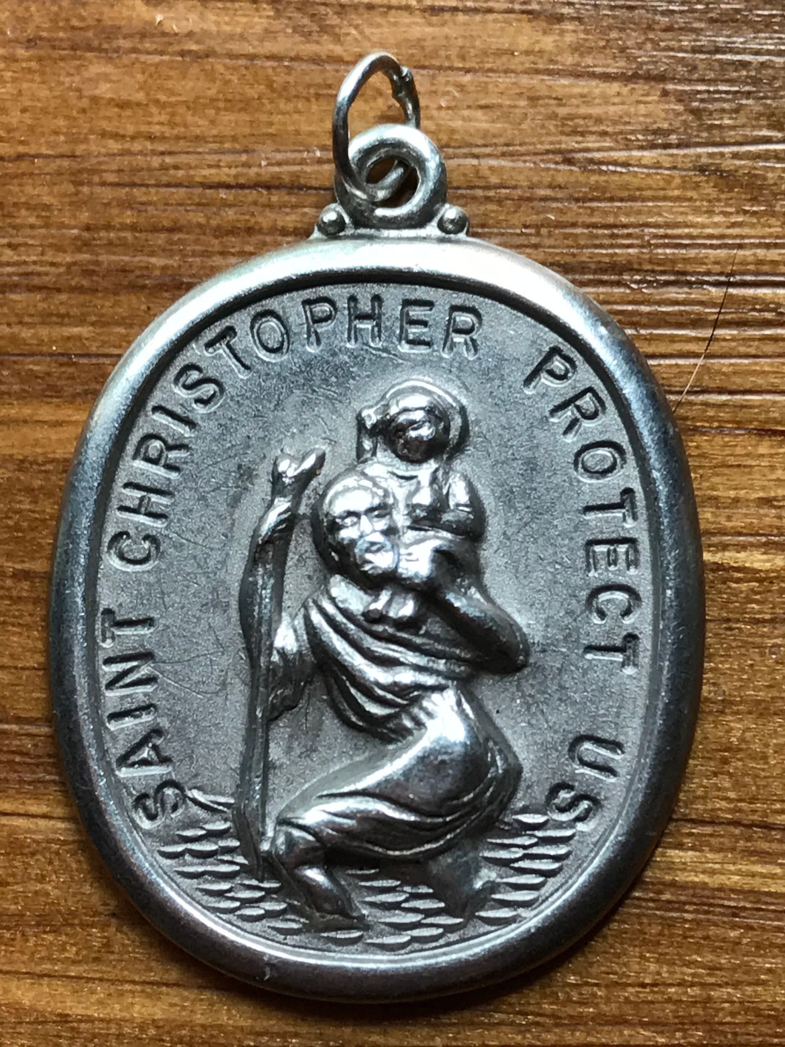 Saint Christopher Protect Us Vintage Sterling Silver Catholic - Etsy