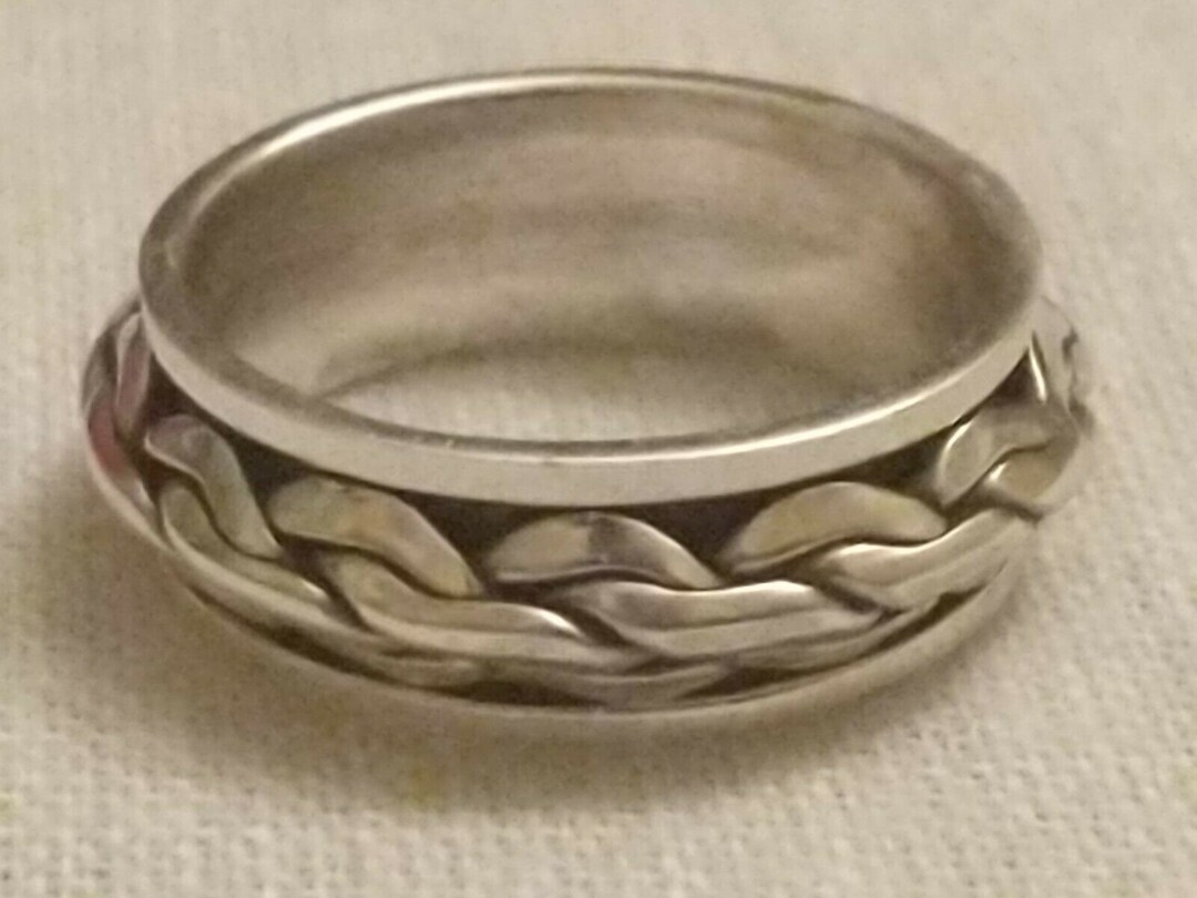 Celtic Spinner Ring: Braided Sterling Silver Worry Ring, Size 12 - Etsy
