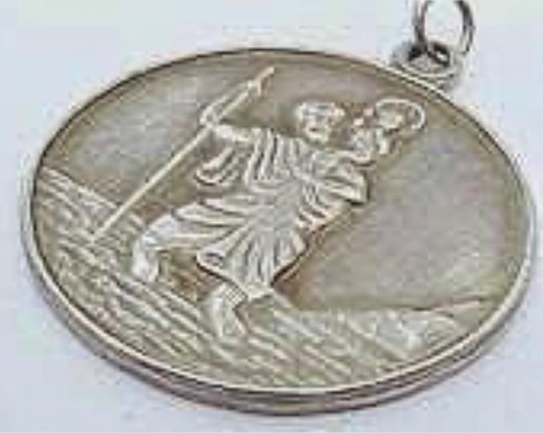 Vintage Saint Christopher Silver Medal Pendant: Sterling Rolo Chain - Etsy