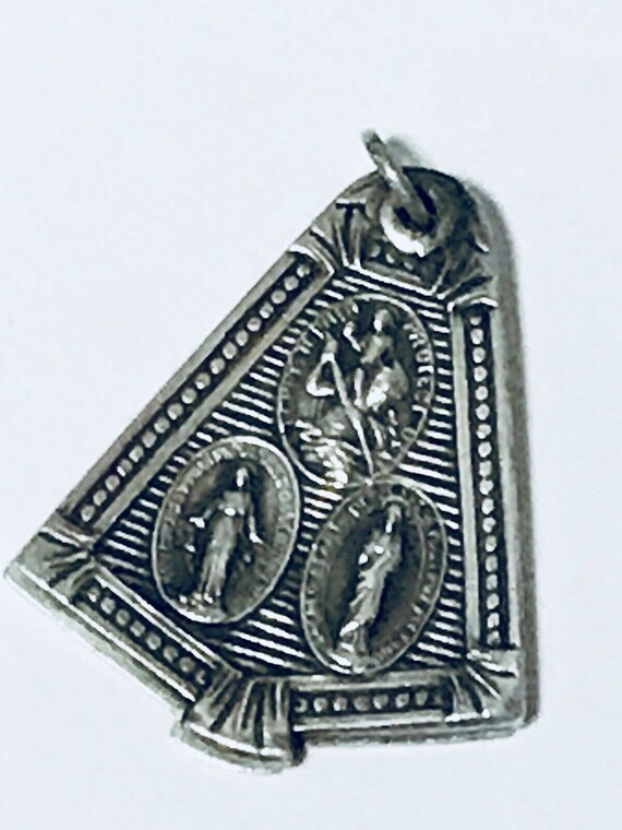 2-Way Slider Scapular Religious Medal - Vintage - Sai… - Gem