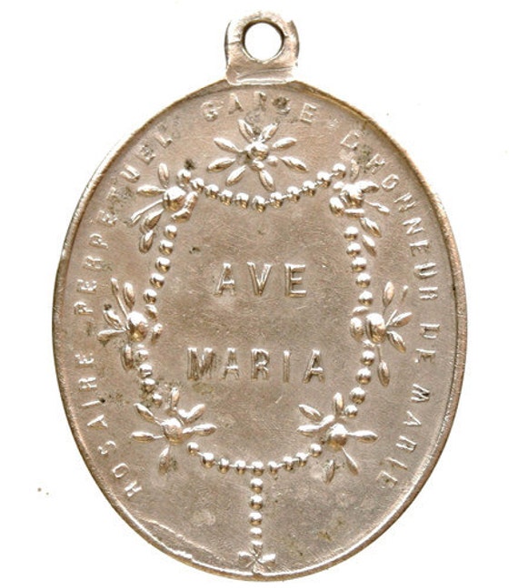 Ave Maria SACRED ROSARY of MARY Antique Religious Med… - Gem