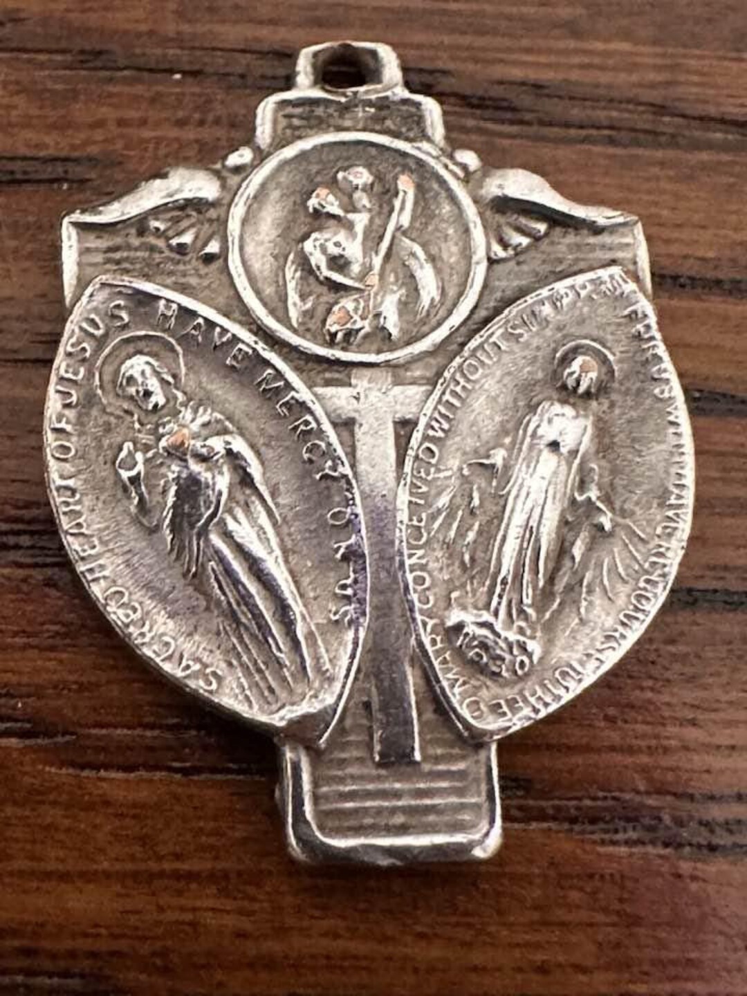 Vintage Religious Scapular Medal: Jesus, Mary, Saint Christopher ...