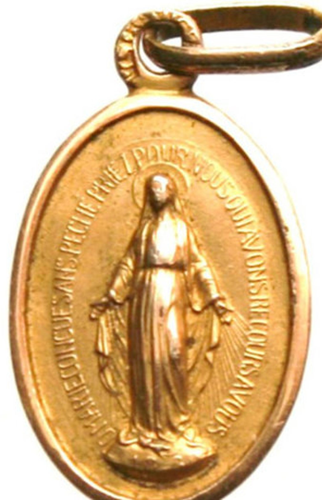 Holy Virgin Mary - Vintage Goldplated Miraculous Religious Medal - on ...