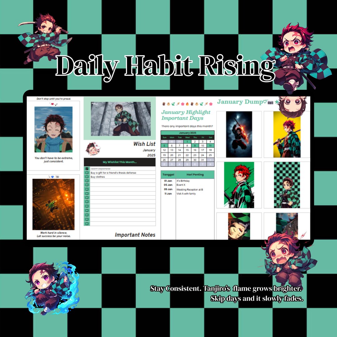 Tanjiro Habit Tracker Spreadsheet: Anime-inspired Google Sheets Planner ...