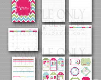 Teal Chevron Family Planner 15 pages PDF Printable Files | Etsy