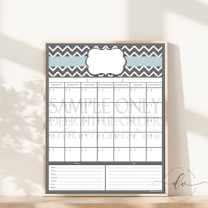 Digital Dry Erase Calendar - 16x20 Blue- Chevron Stripe - Calendar ...