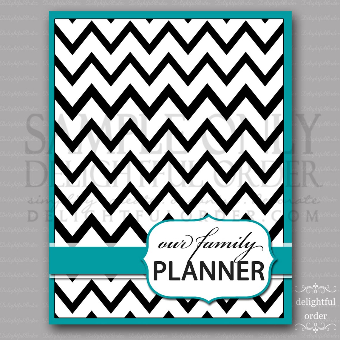 Teal Chevron Family Planner 15 Pages PDF Printable Files - Etsy