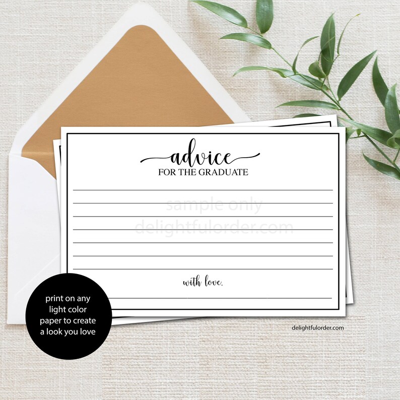 Printable Graduation Advice Cards 4x6 Advice Card Rustic - Etsy