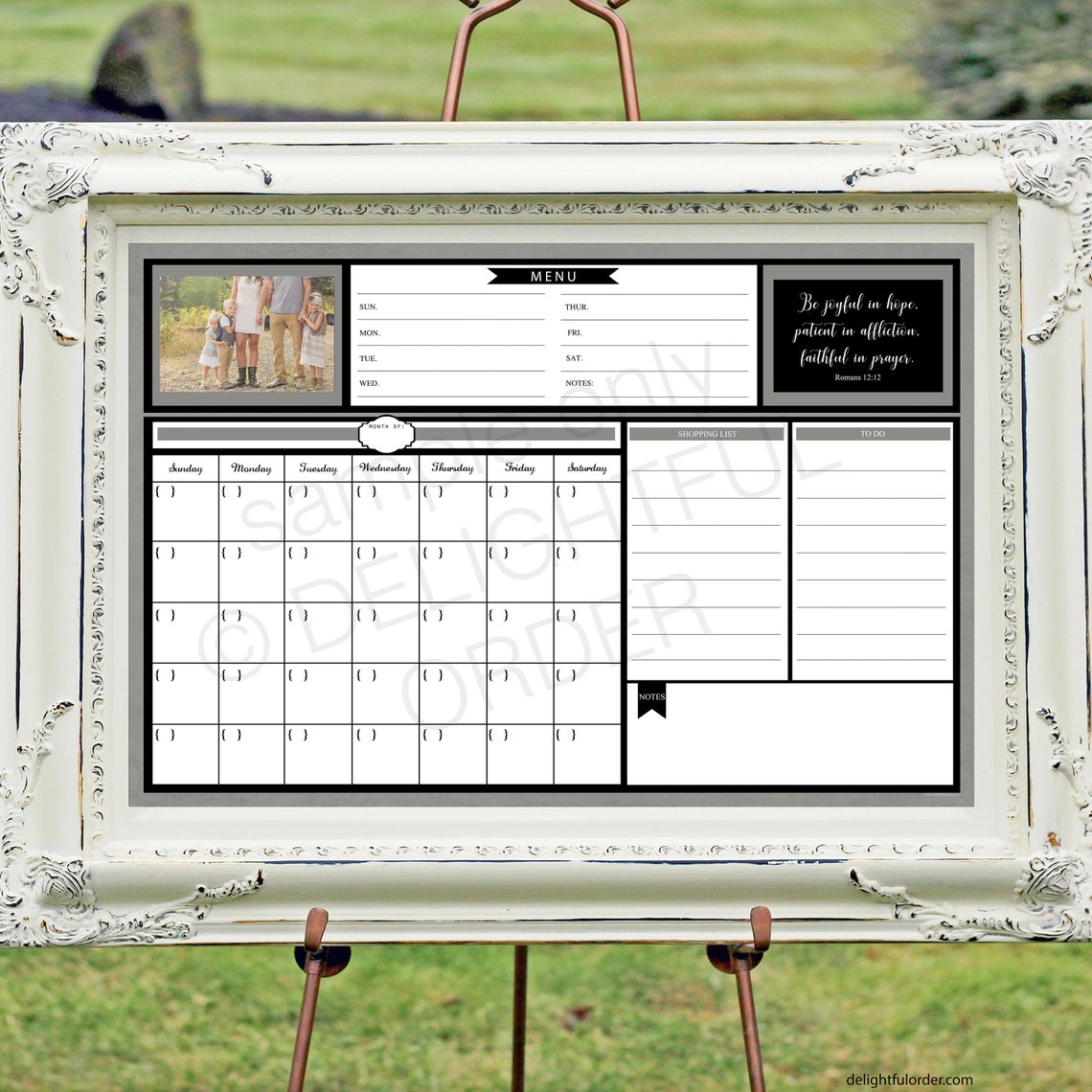 Digital Dry Erase Calendar 20x30 Gray Be Joyful Family - Etsy