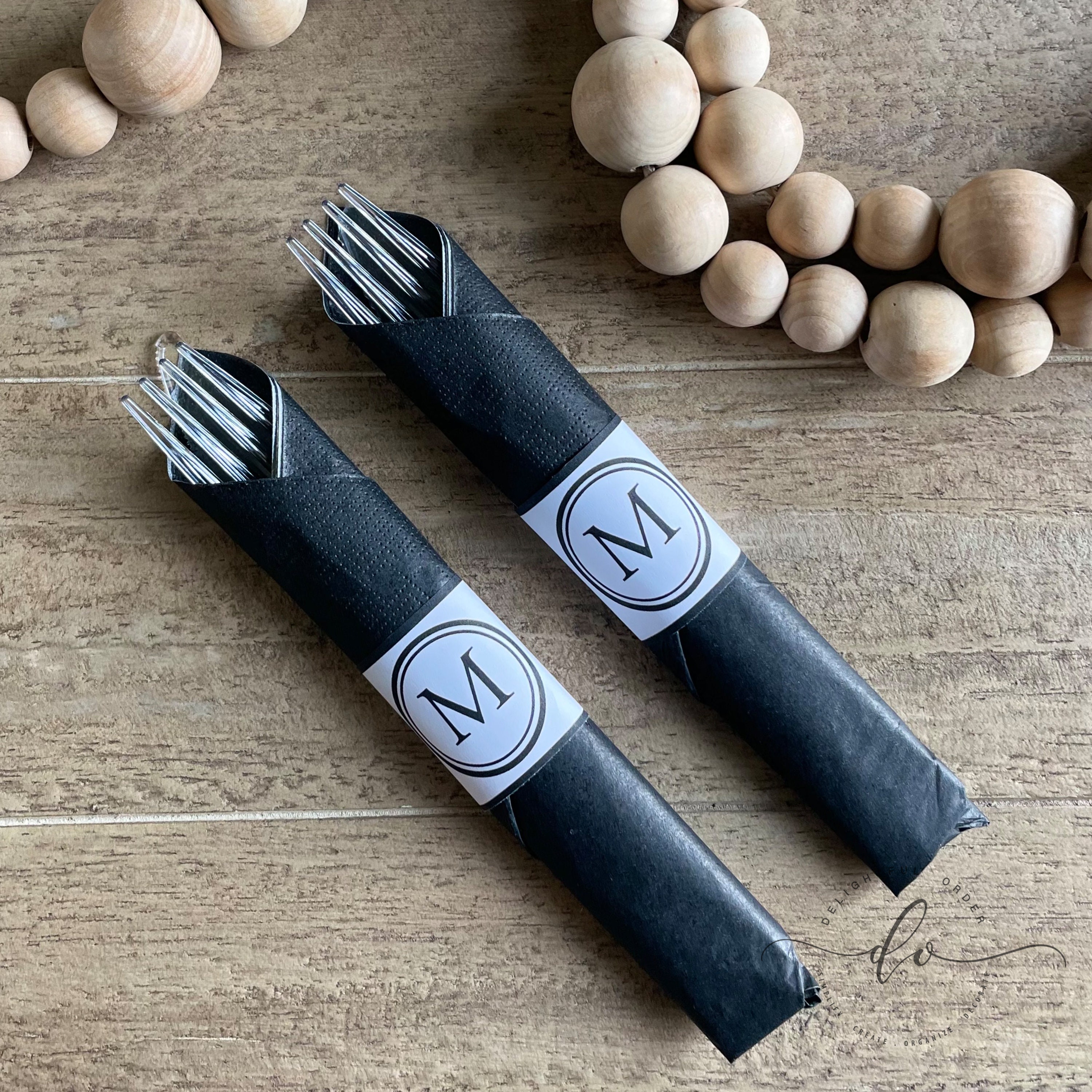 Monogram M - Silverware Napkin Wrappers, Party Decor, Napkin Ring Party ...