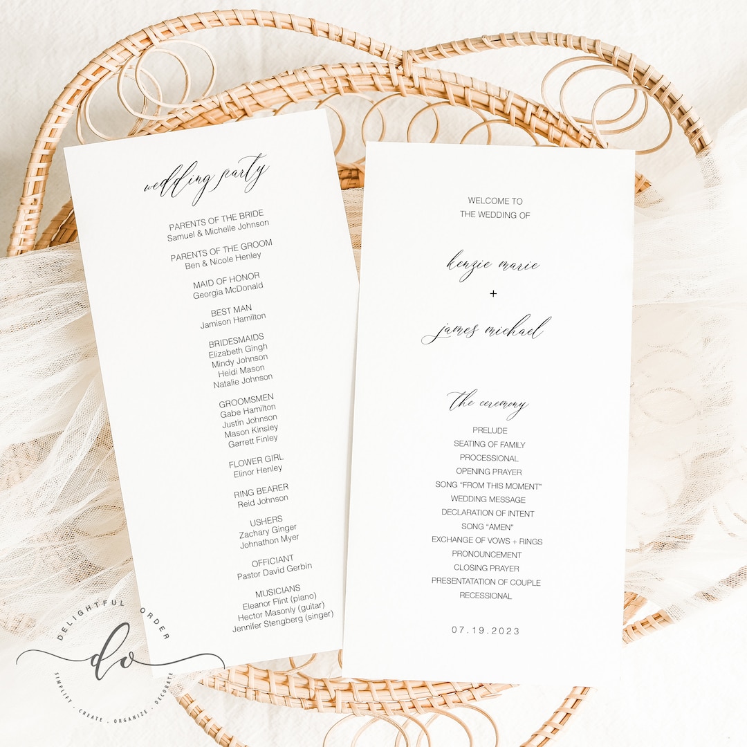Custom Wedding Program, Front + Back Wedding Ceremony Program, Digital ...