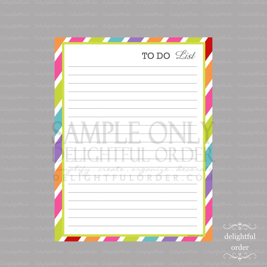 Colorful to Do List PDF Printable File Instant Digital Download - Etsy