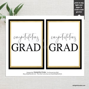 Printable Congratulations Grad Sign, Black & Gold Table Decor, Party ...