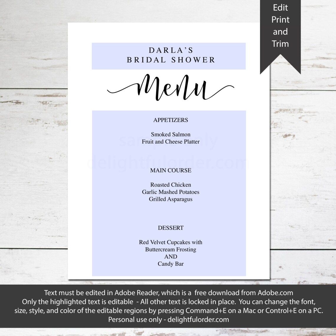 Editable Menu Sign Elegant Modern Design Printable - Etsy