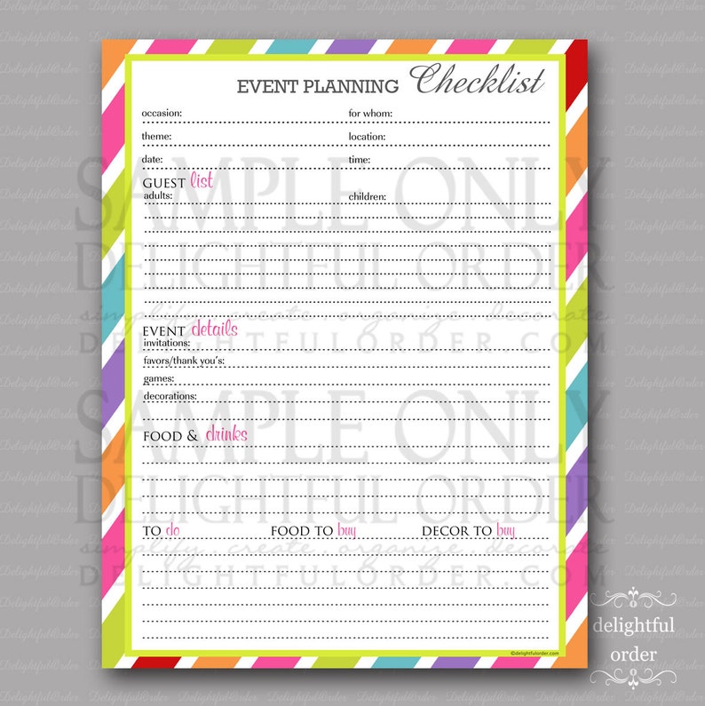 Colorful Event Planning Checklist PDF Printable File - Etsy