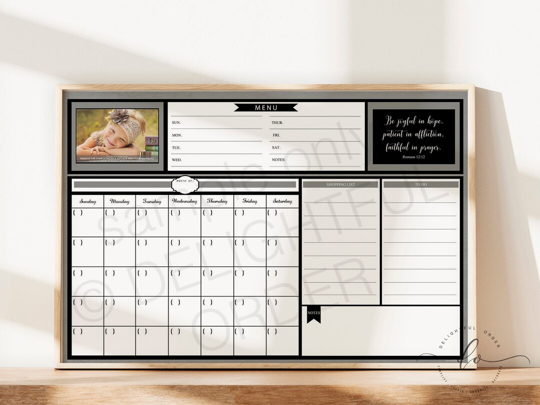 Digital Dry Erase Calendar - 20x30 Gray Be Joyful Family Message Center ...