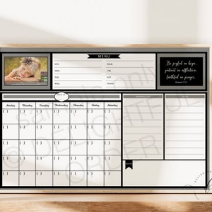 Digital Dry Erase Calendar - 20x30 Gray Be Joyful Family Message Center ...