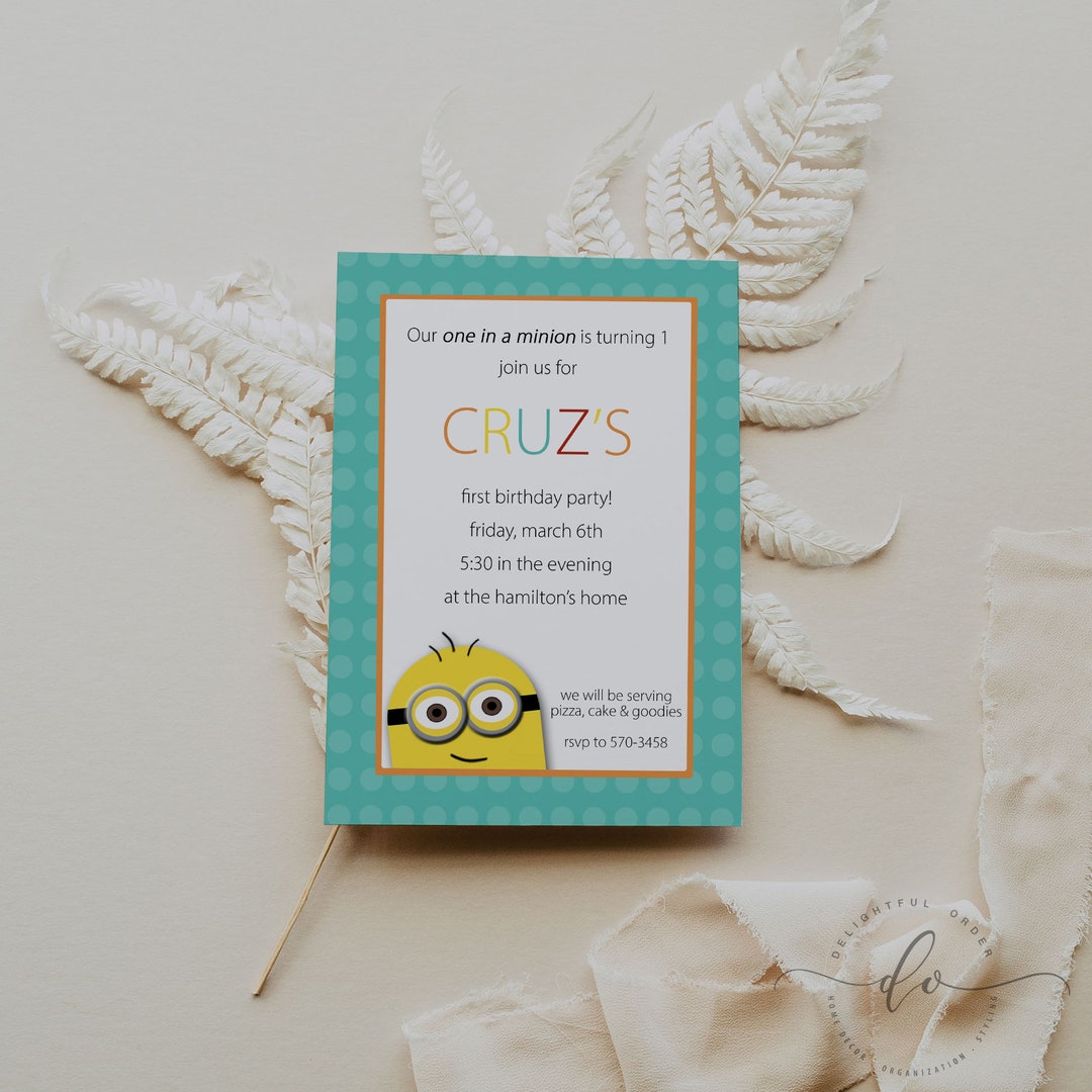 One in a Minion First Birthday Party Invitation - Etsy
