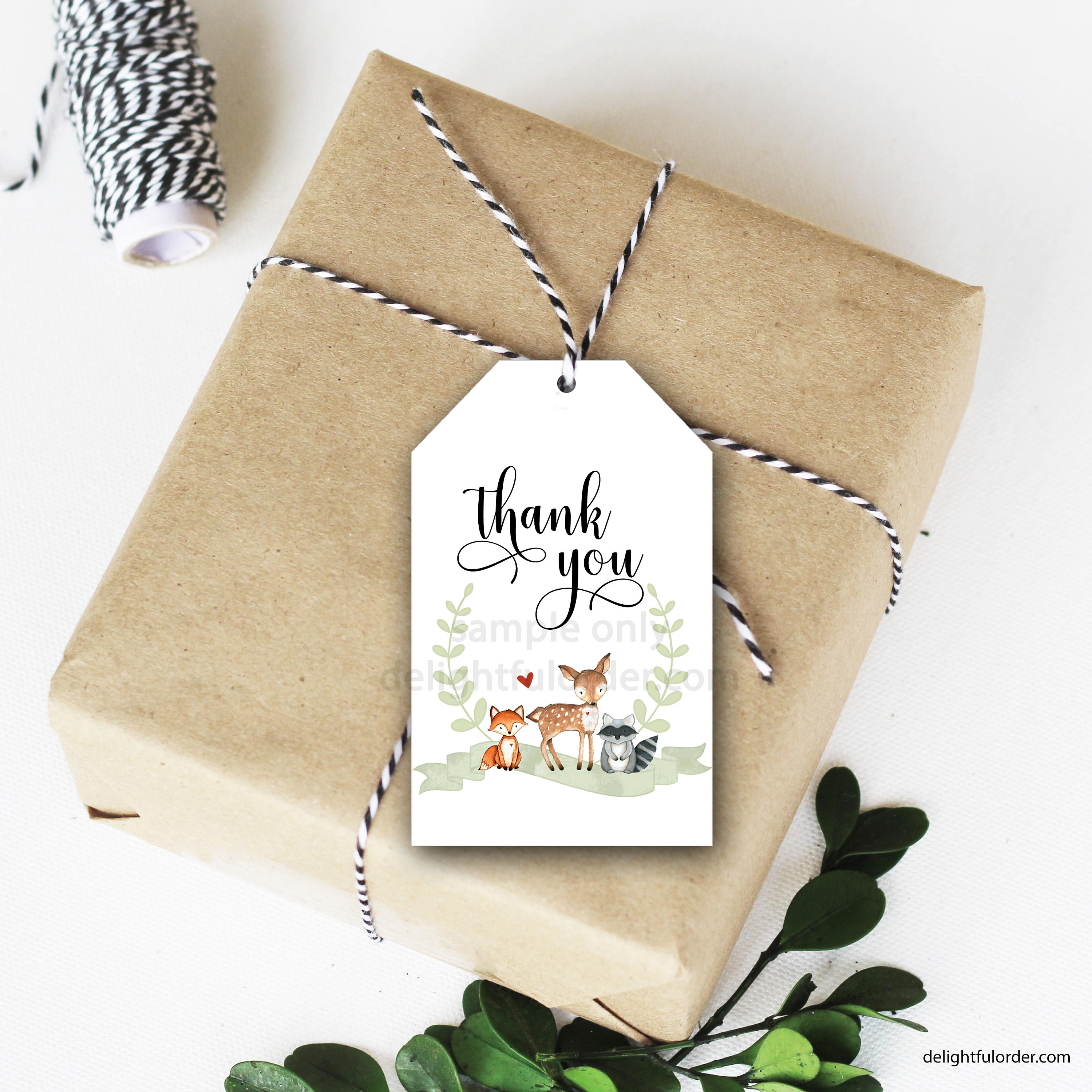Woodland Animals Thank You Tags Favor Tag Birthday Thank - Etsy