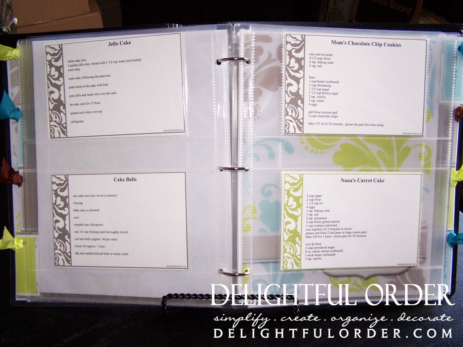 Editable Damask Recipe Binder Page 2 Pages PDF Printable | Etsy