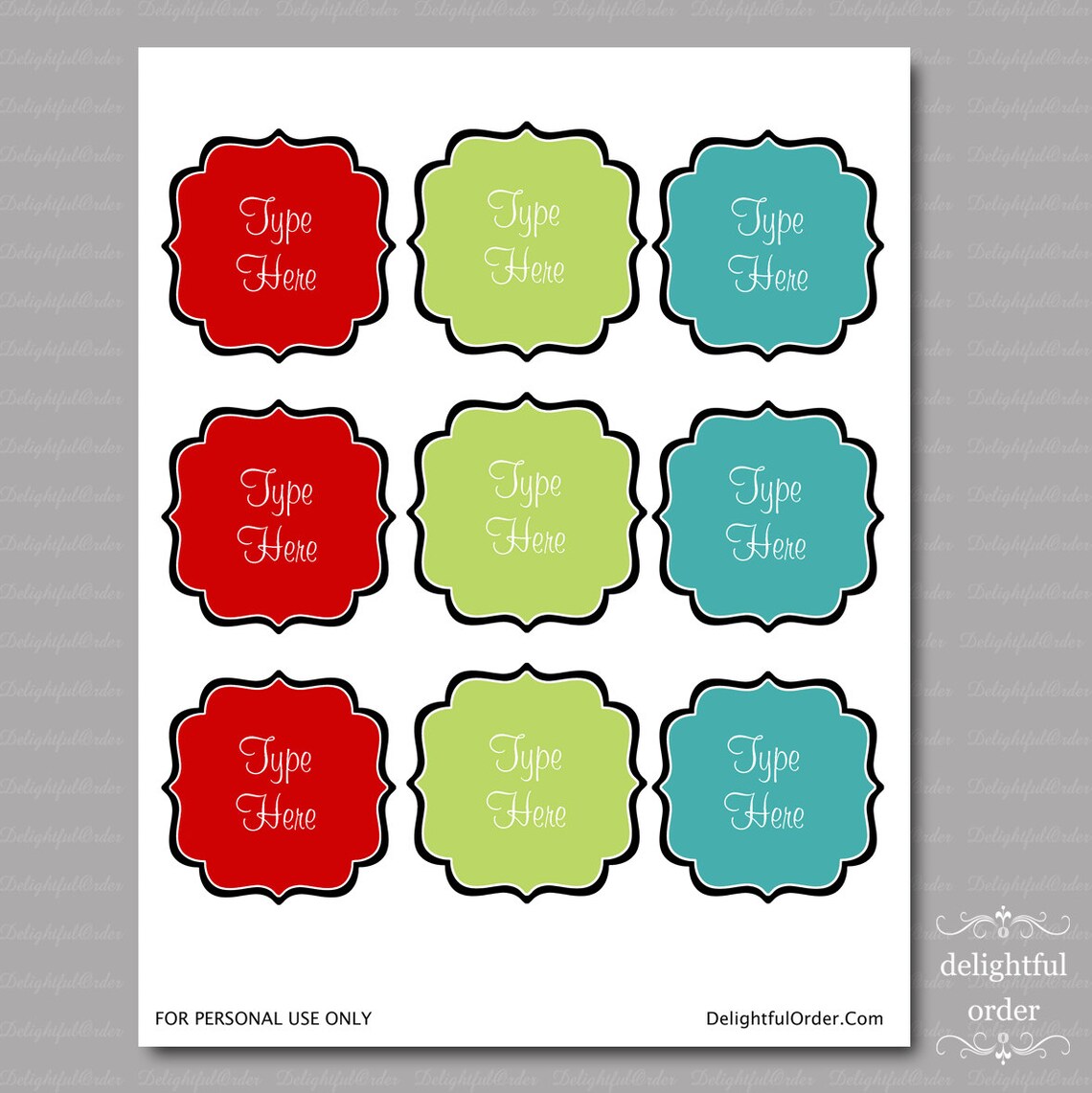 Editable Color Shape Labels/Tags 2 PDF Files Instant | Etsy