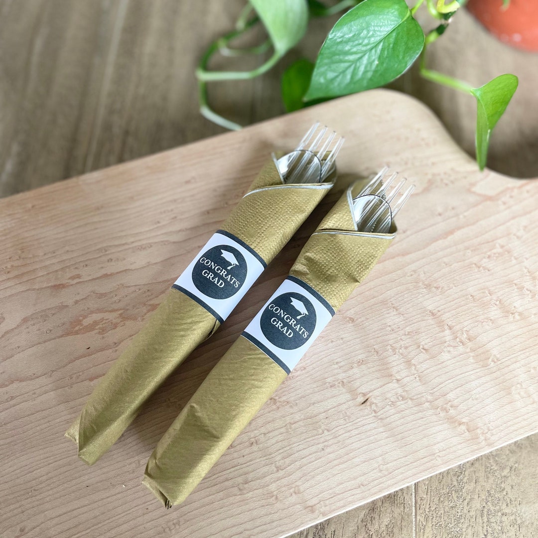 Congrats Grad Party Silverware Wrappers, Graduation, Grad Party Decor ...
