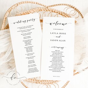 Custom Wedding Program, Front + Back Wedding Ceremony Program, Digital ...