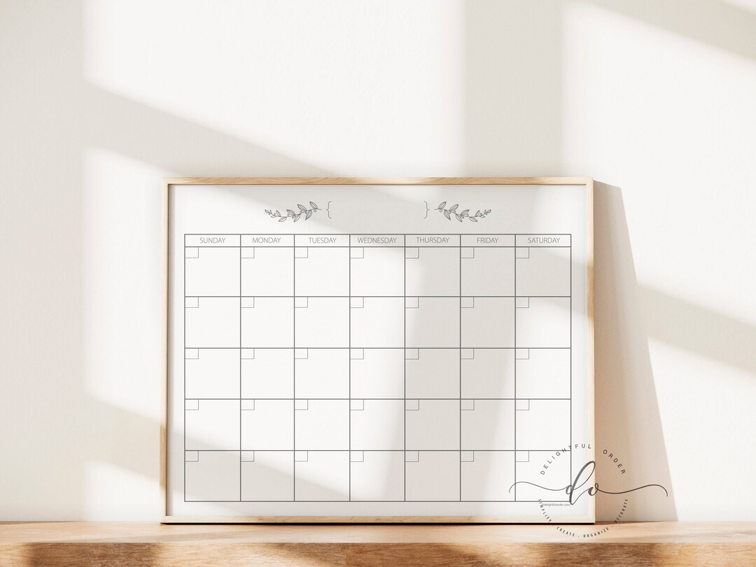 16x20 White & Gray Farmhouse Calendar (JPEG Digital File) - Instant ...