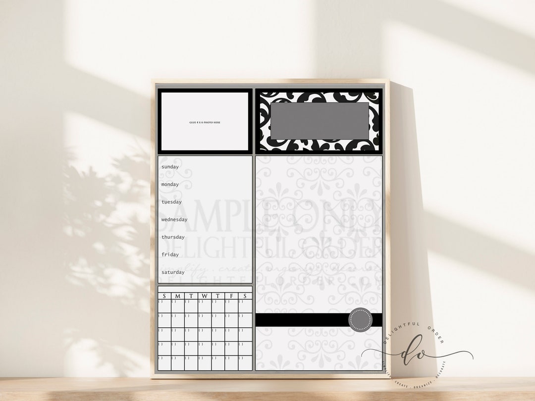 Digital Dry Erase Calendar - 16x20 Gray & Black Damask Child Message ...