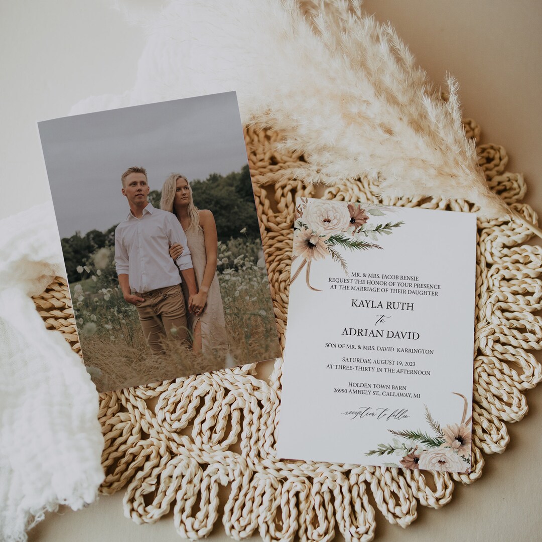Front & Back Custom Photo Wedding Invitation - Etsy