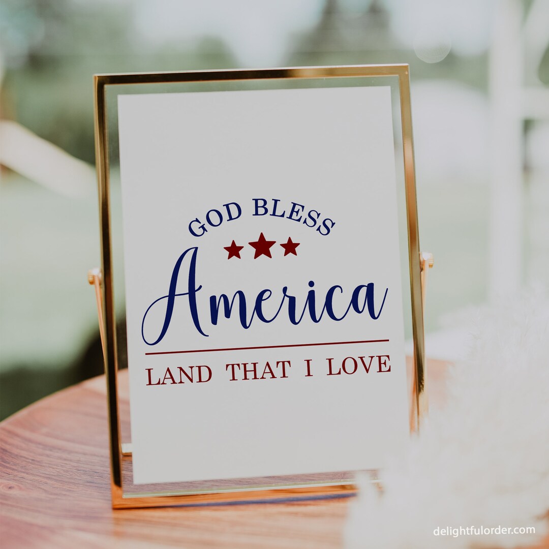 God Bless America Sign, Printable Americana Sign, Party Decor, Party ...