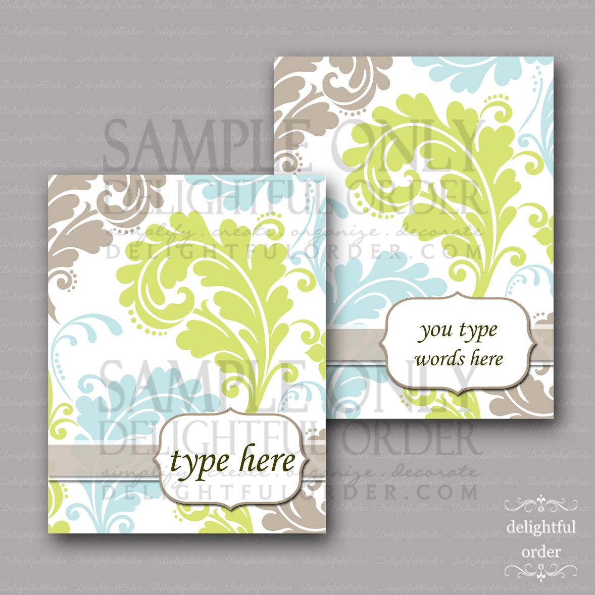 Editable Damask Recipe Binder Page 2 Pages PDF Printable | Etsy