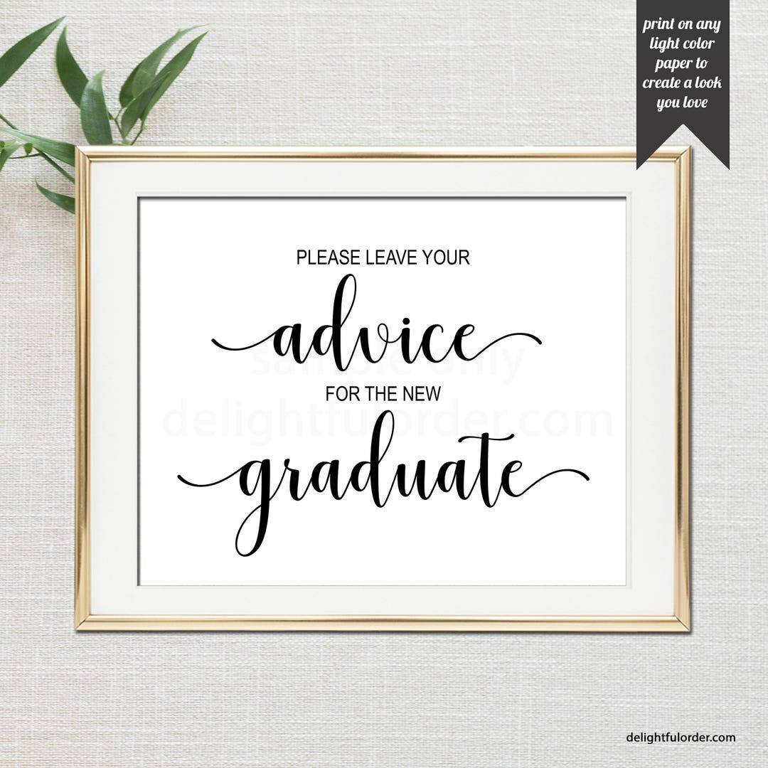 Printable Graduation Advice Sign, Party Sign, Rustic Graduation ...
