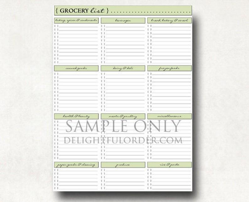 Grocery Shopping List PDF Printable File Instant Digital Download - Etsy