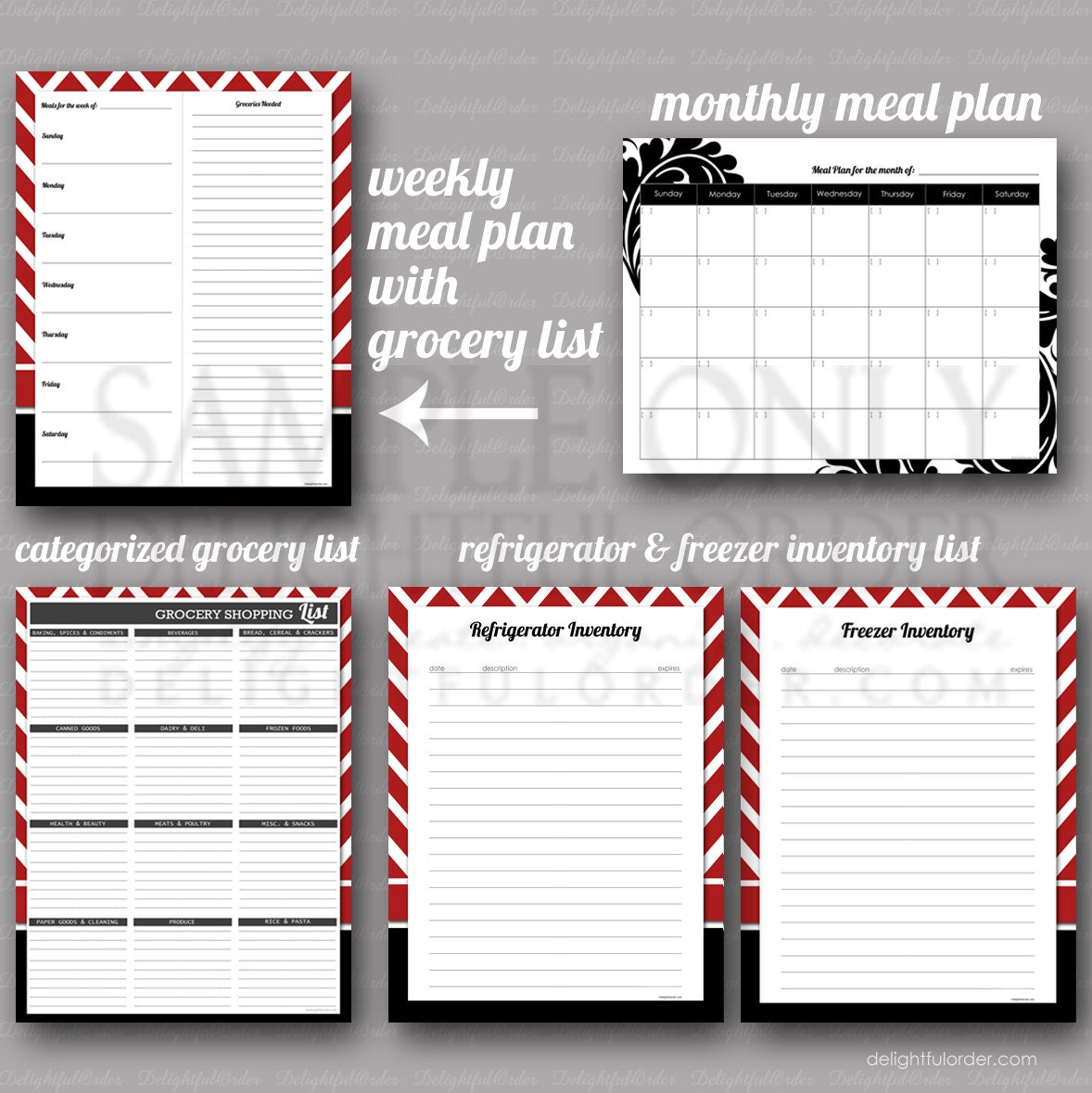 Red and Black Chevron Meal Planner Recipe Binder - (26 Pages) PDF ...