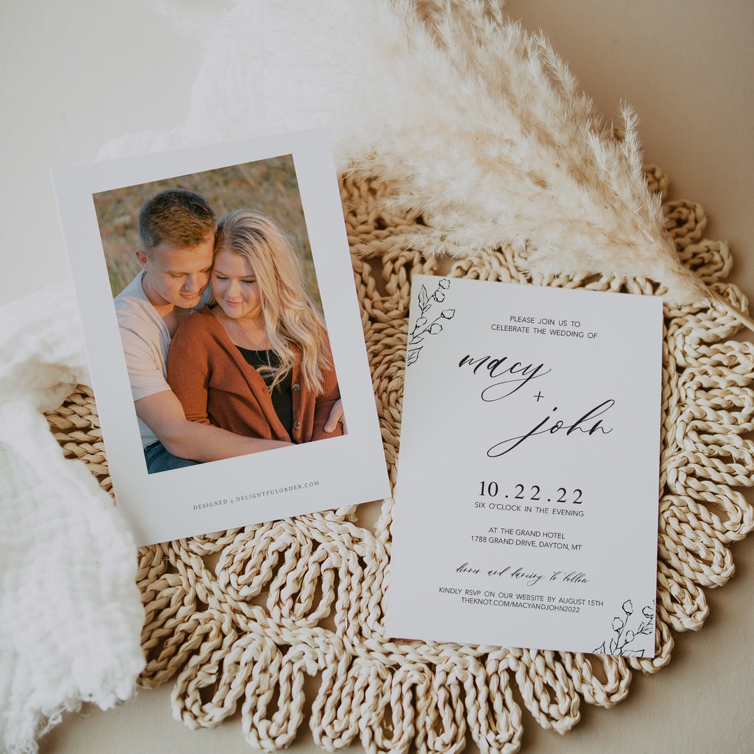 Front & Back Custom Photo Wedding Invitation - Etsy