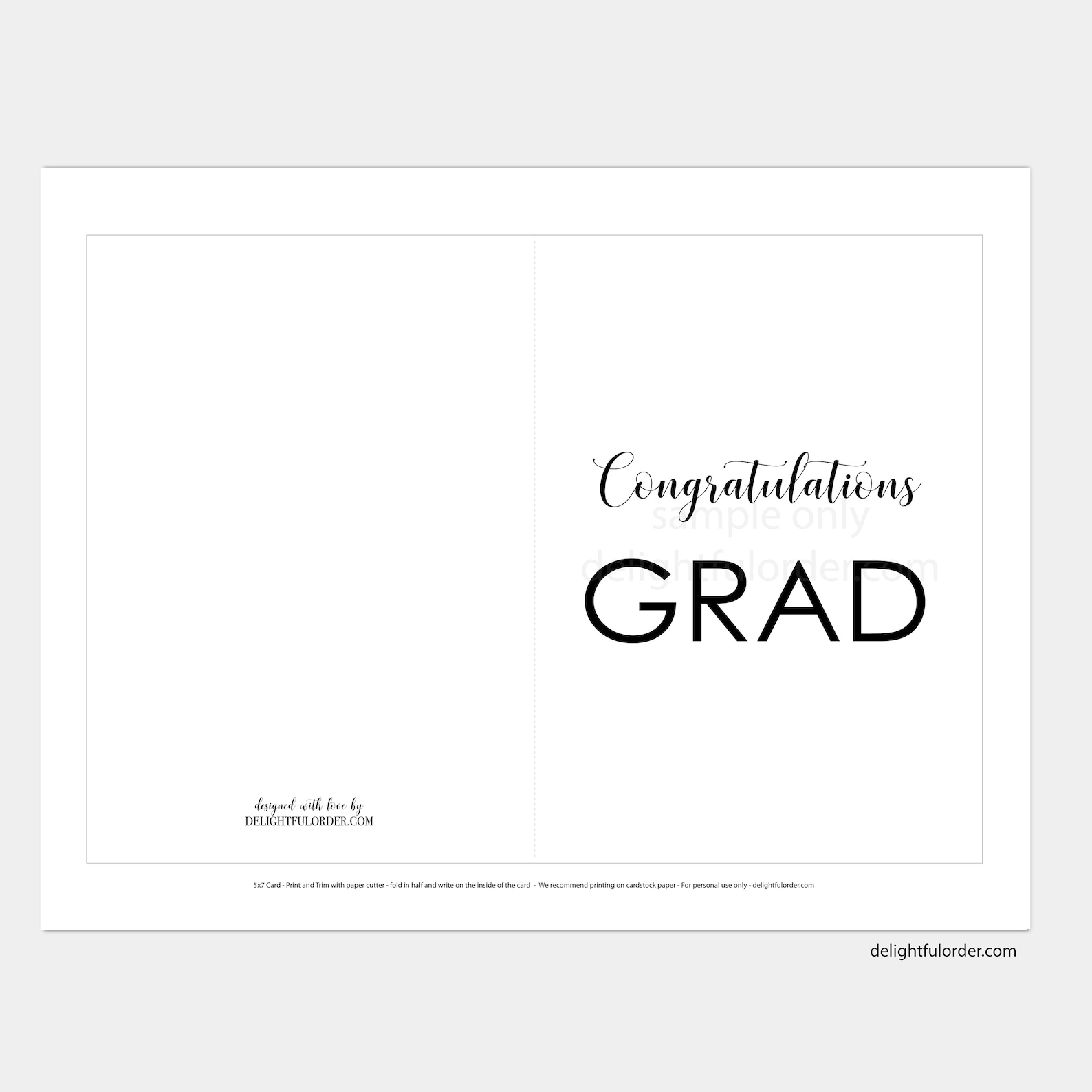 Congratulations Grad Printable Greeting Card 5x7 Folded | Etsy