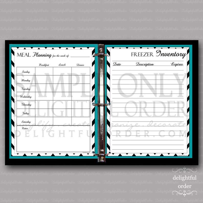 Teal Chevron Family Planner 15 Pages PDF Printable Files - Etsy