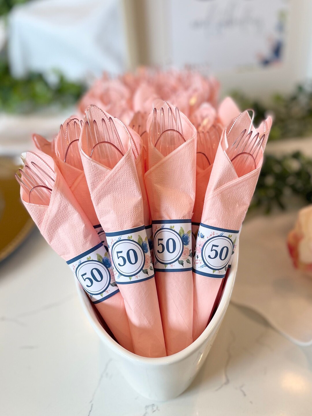 50th Party Silverware Wrappers, Anniversary Party Decor, Birthday Party ...