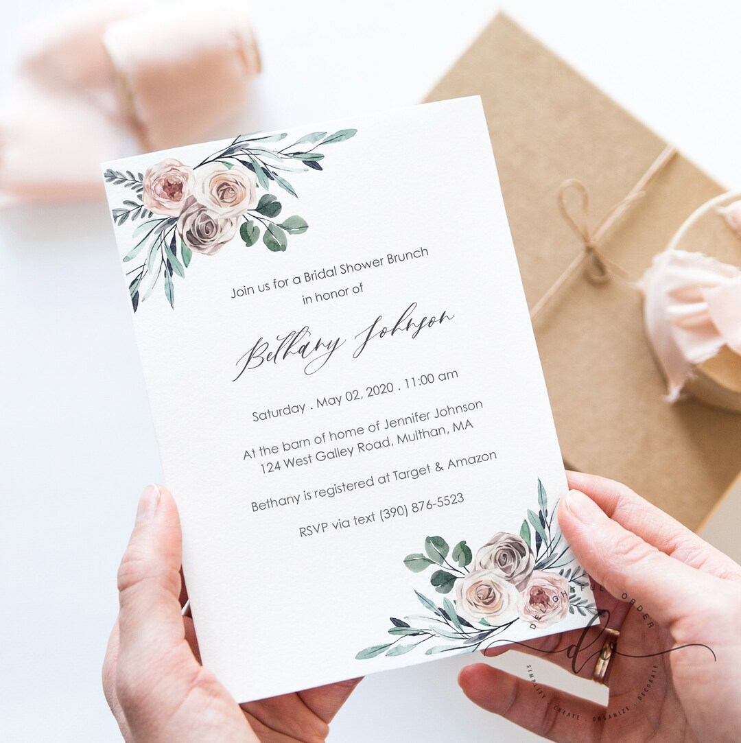 Floral Bridal Shower Invitation - Custom Invitation - Etsy