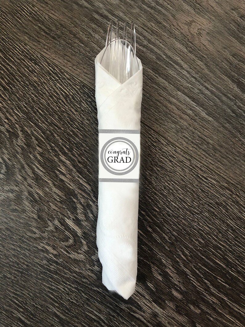 Printable Congrats Grad Silver Party Silverware Wrappers - Etsy