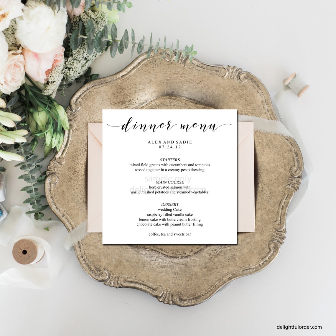Editable Square Wedding Dinner Menu Elegant Modern Design - Etsy