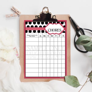 Raspberry Chore Chart - PDF File - Instant Digital Download - Etsy